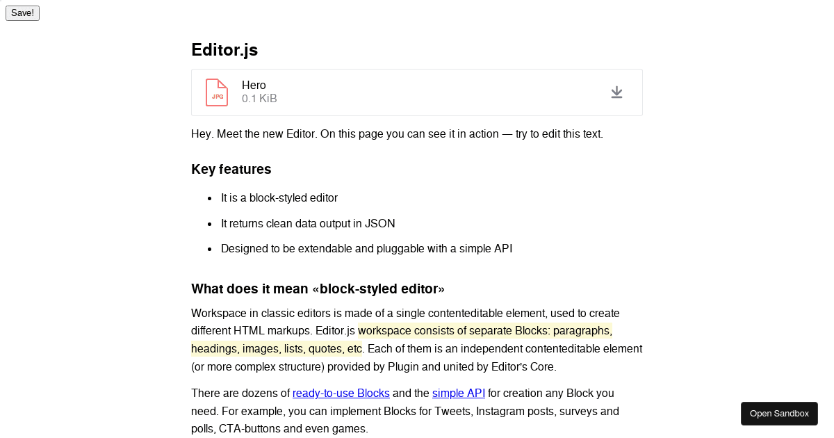 React Editor Js Demo Forked Codesandbox