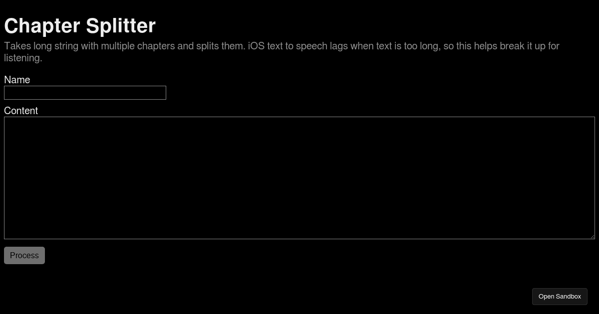 Chapter Splitter - Codesandbox