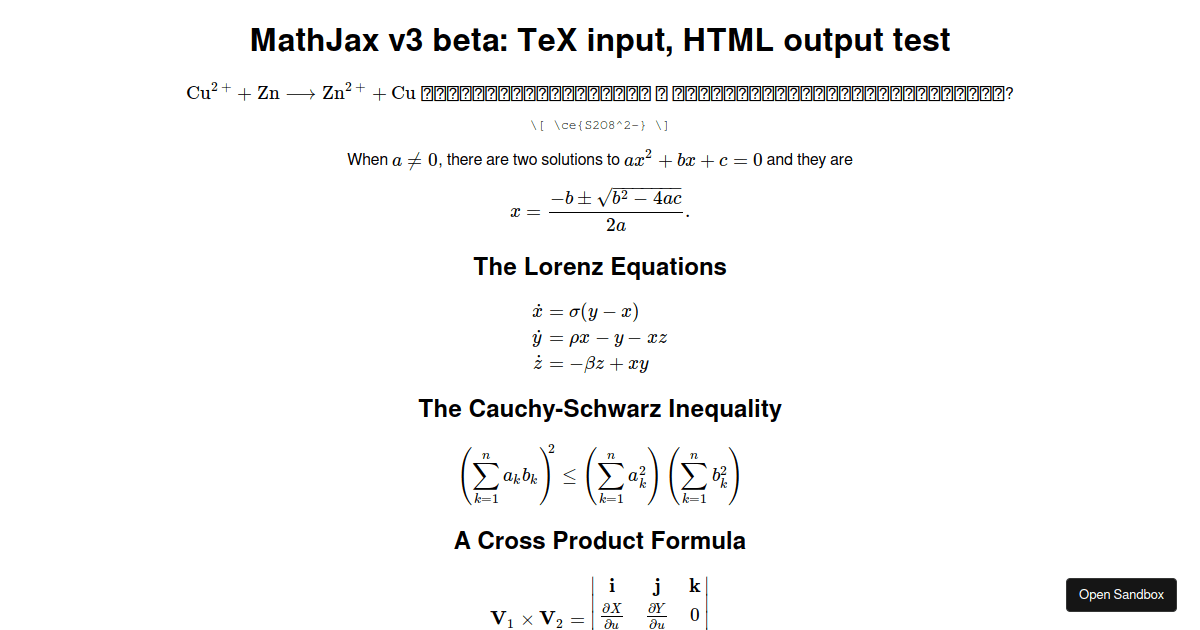 mathjax-prevew (forked) - Codesandbox
