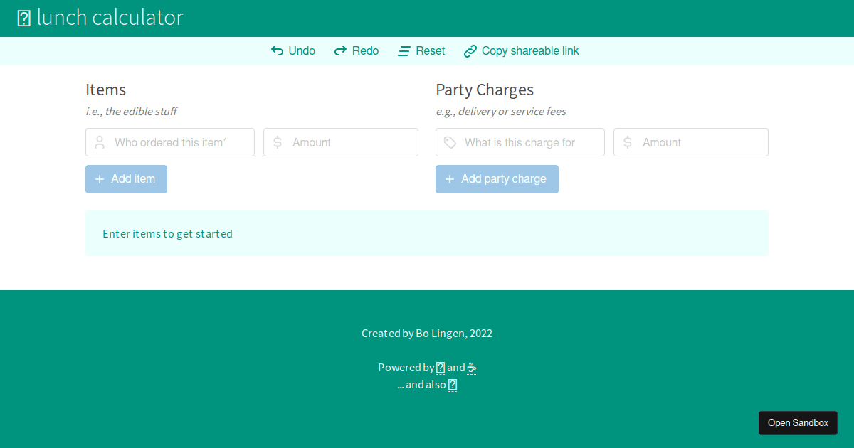 lunch-calculator - Codesandbox