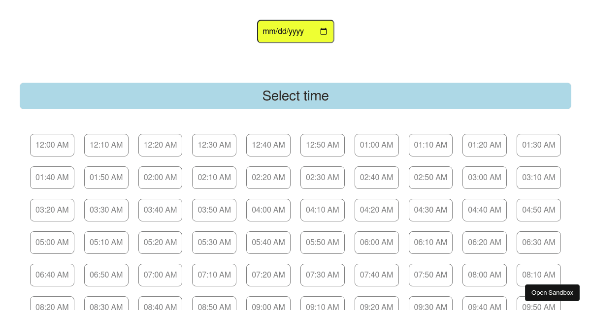 Time-slots-beta (forked) - Codesandbox