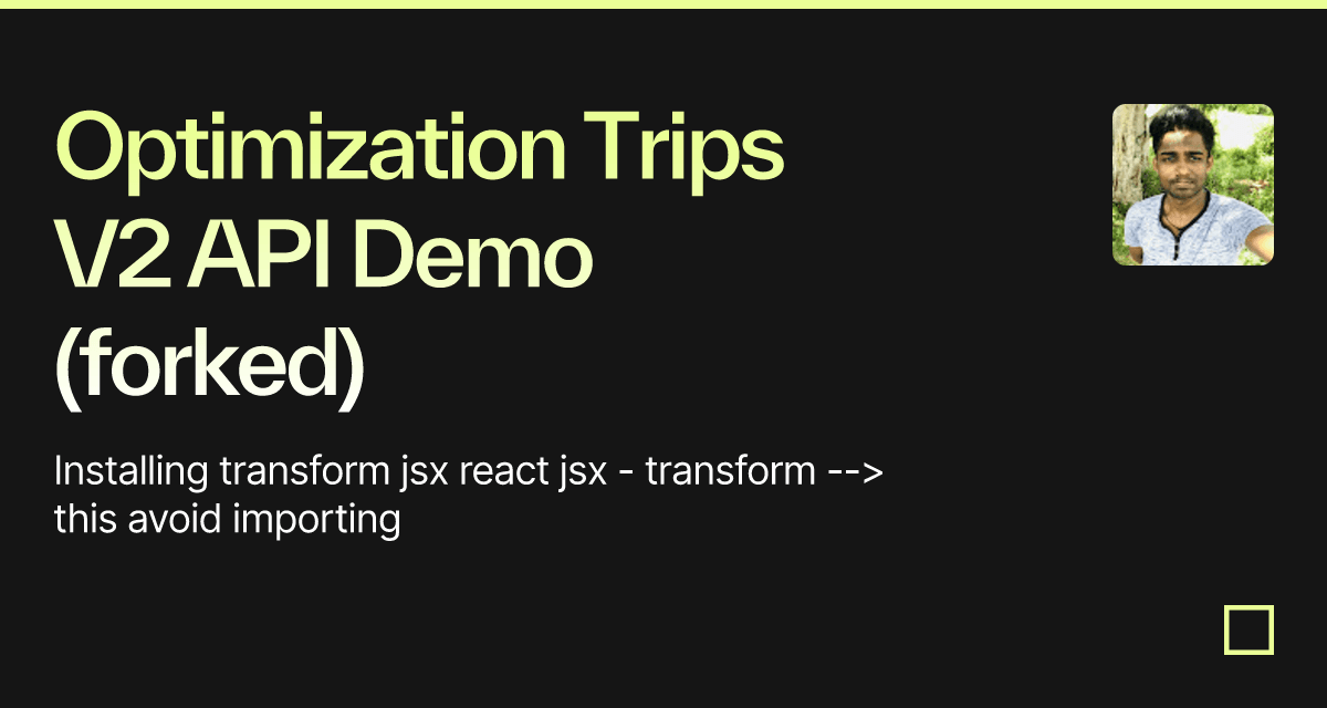 Optimization Trips V2 API Demo (forked) - Codesandbox