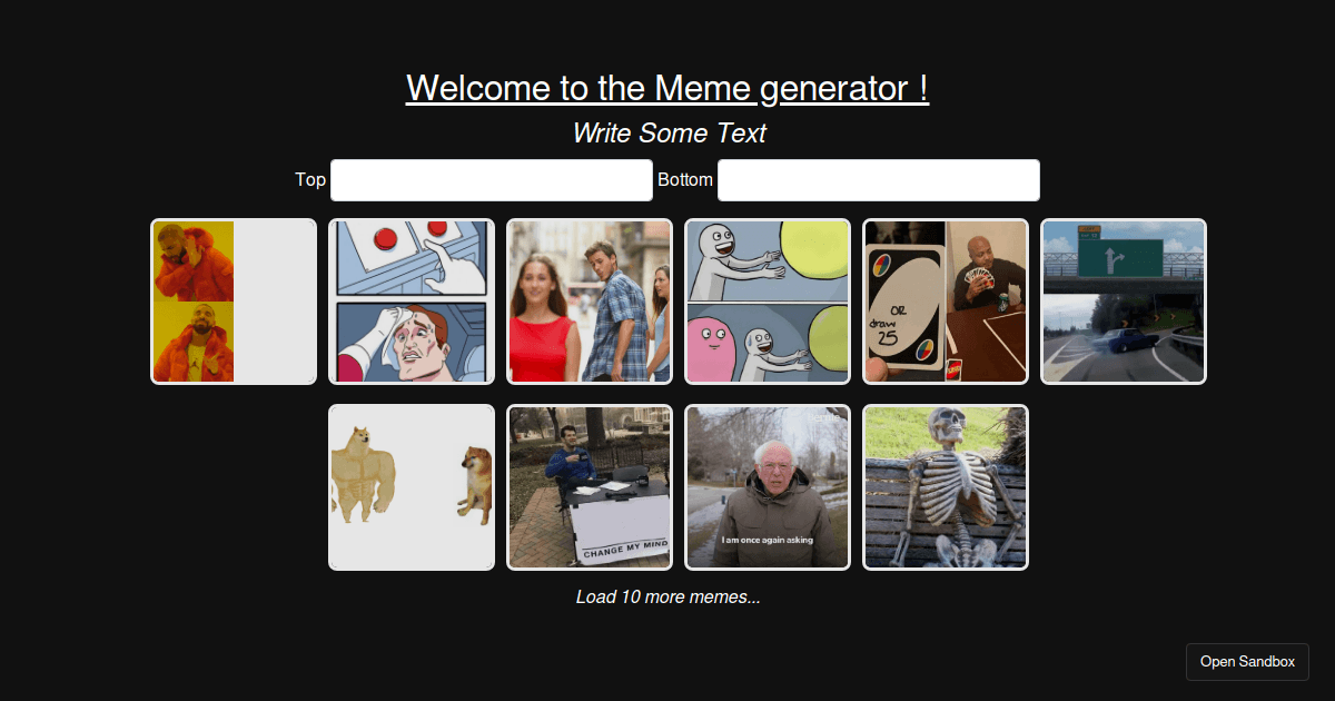 Meme generator - Codesandbox
