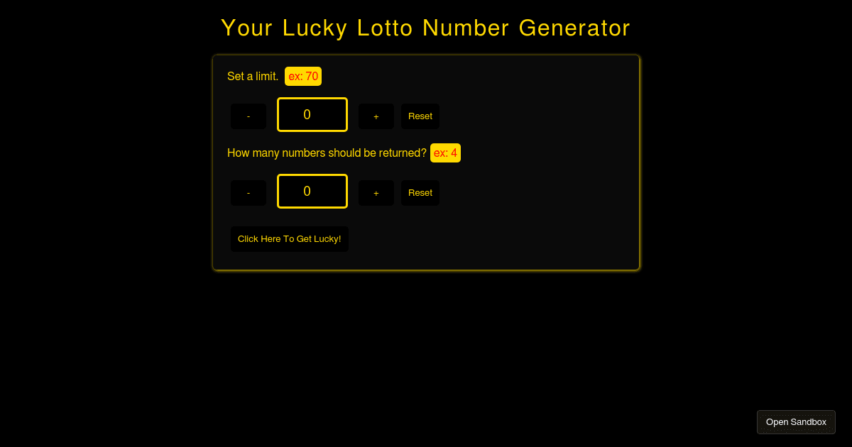 lotto number generator - Codesandbox
