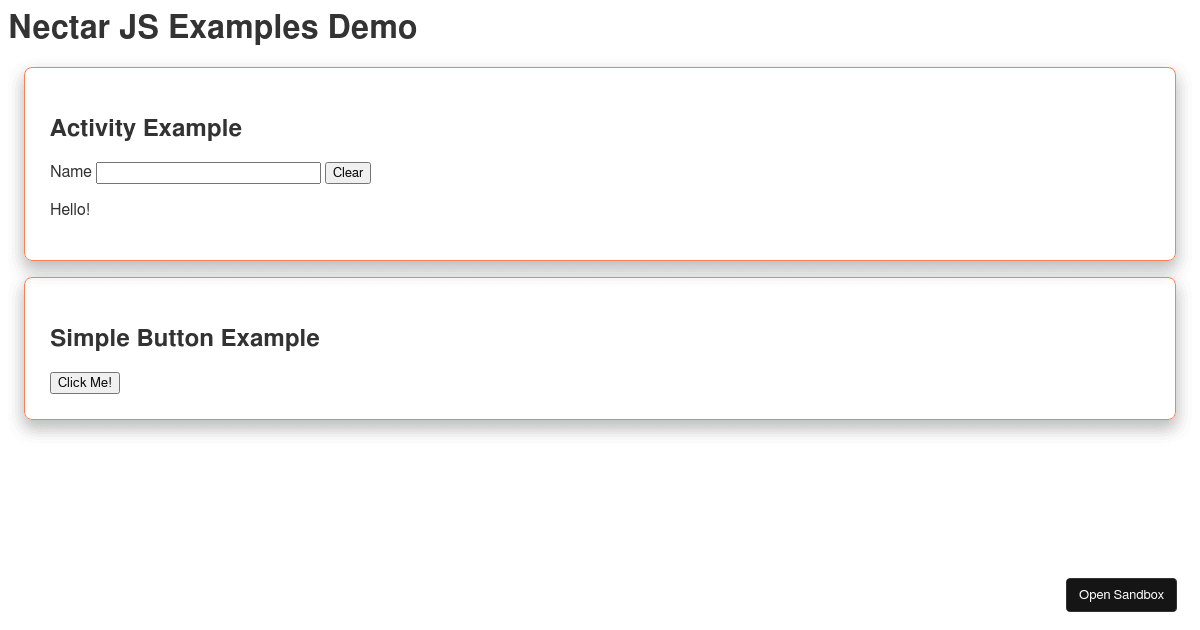 Nectar Examples Demo - Codesandbox
