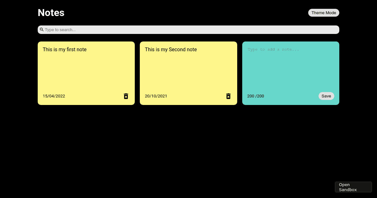 aldamatov/Notes-App-React - Codesandbox