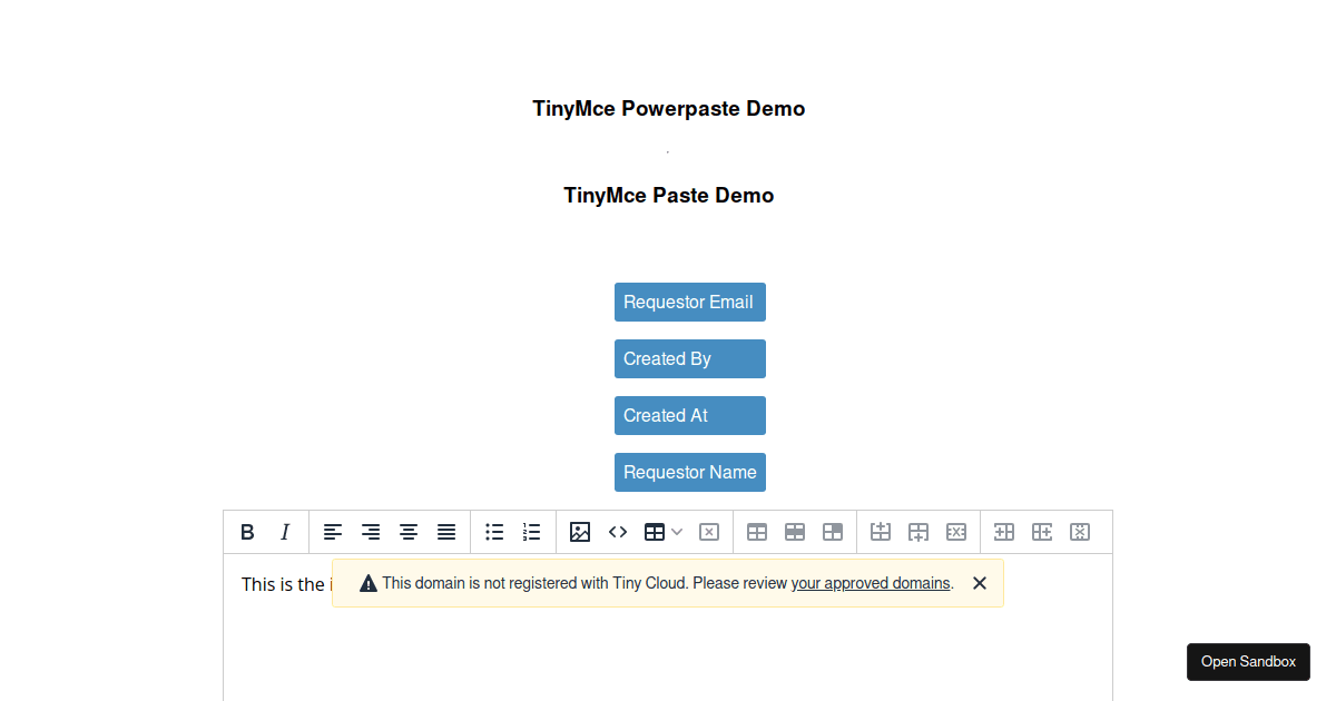 tinymce-Poc - Codesandbox