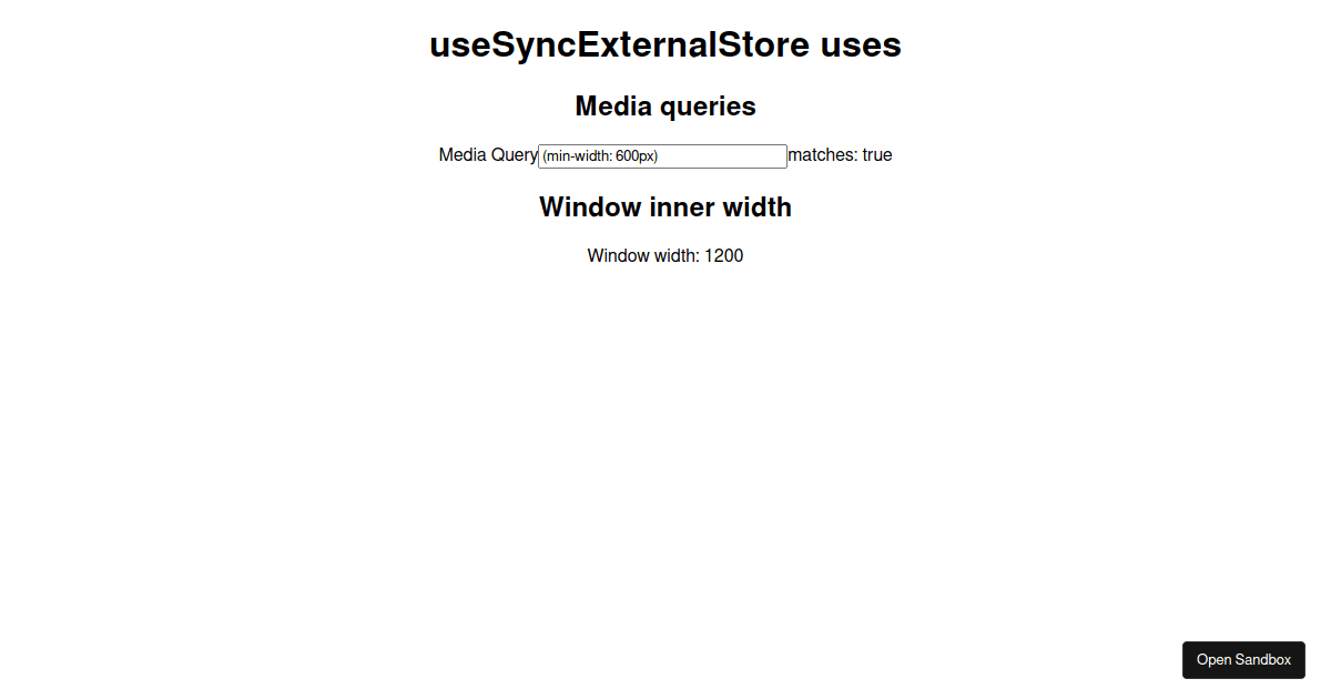 useSyncExternalStore use cases - Codesandbox