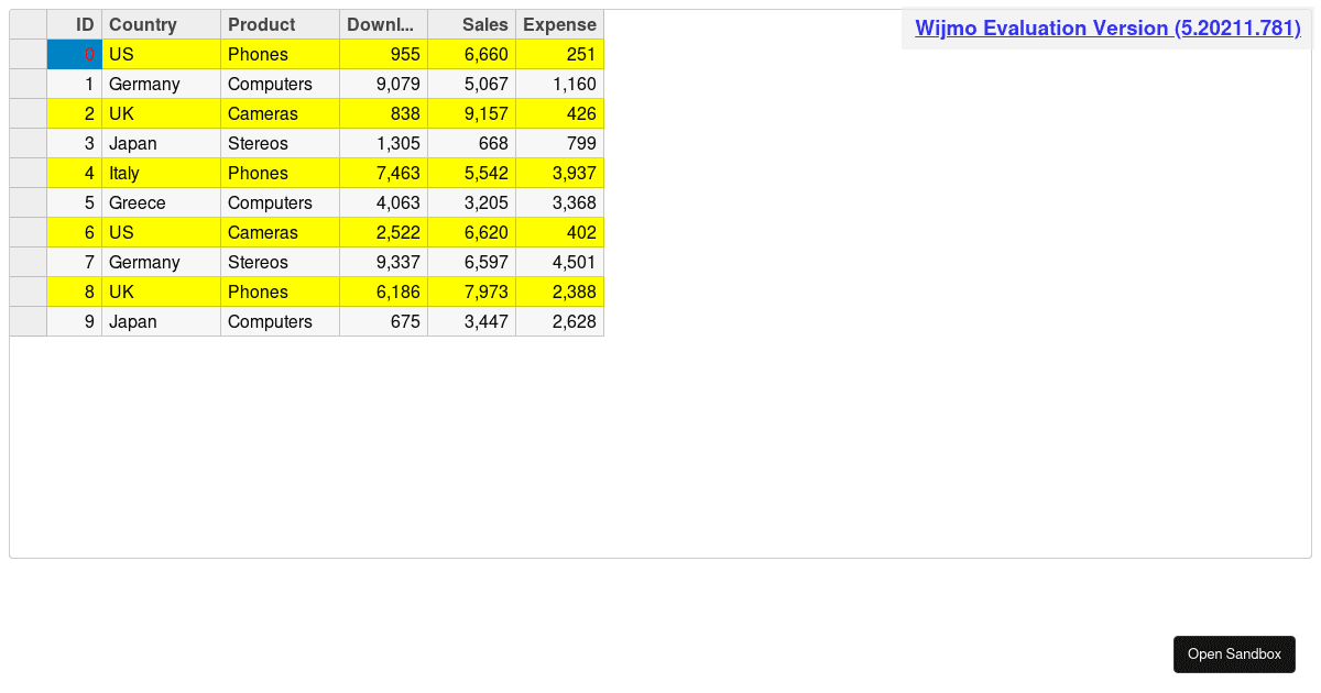 wijmo_row_readonly - Codesandbox