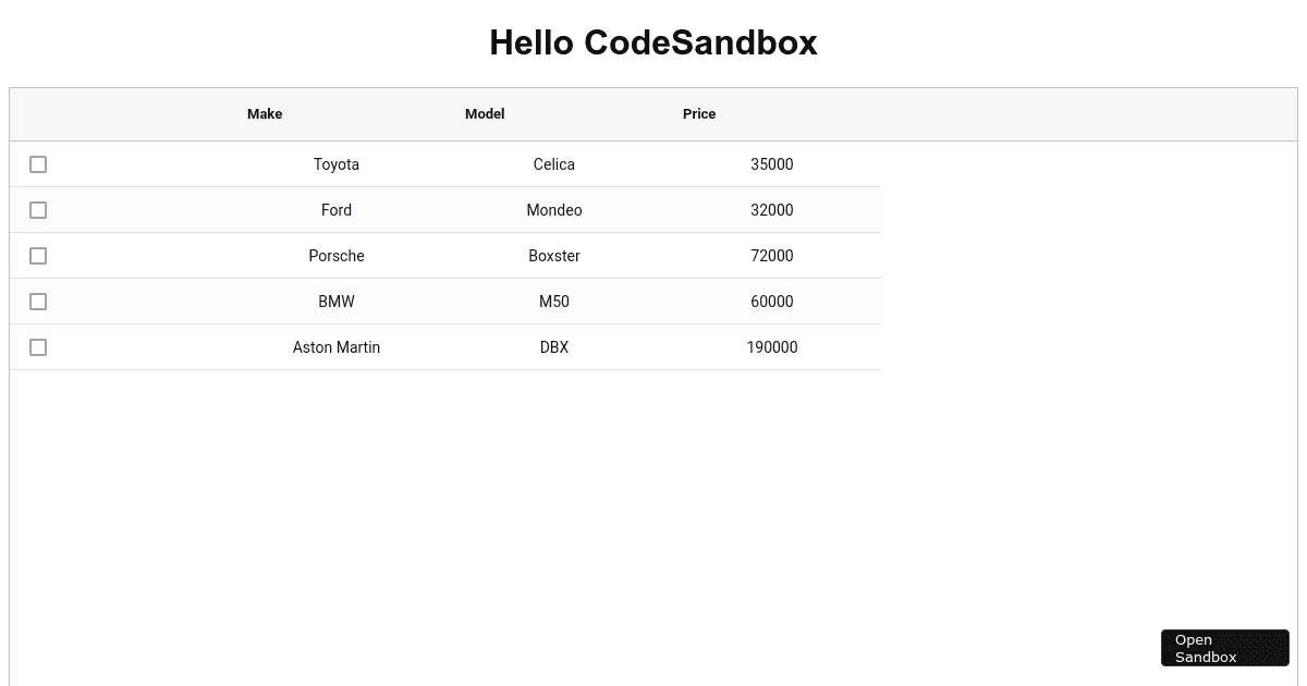 react - Codesandbox