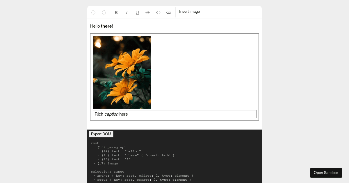 Lexical Nested Editor Export Repro Codesandbox