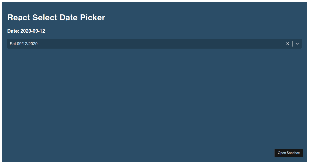 React Select Date Picker - Codesandbox
