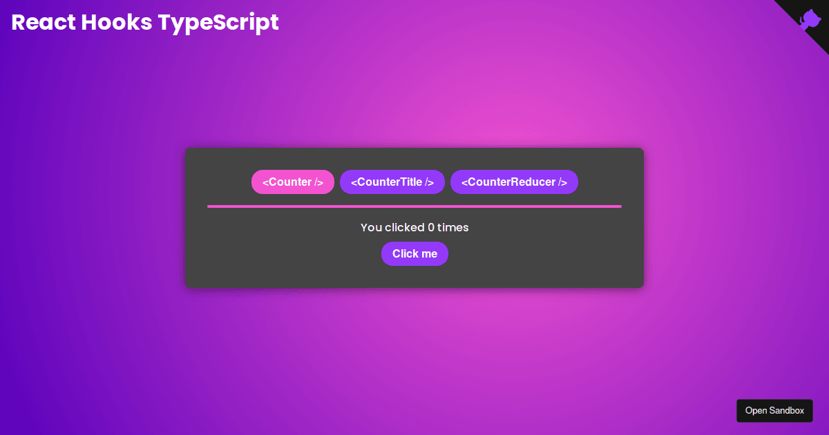 React Hooks Typescript Example Codesandbox