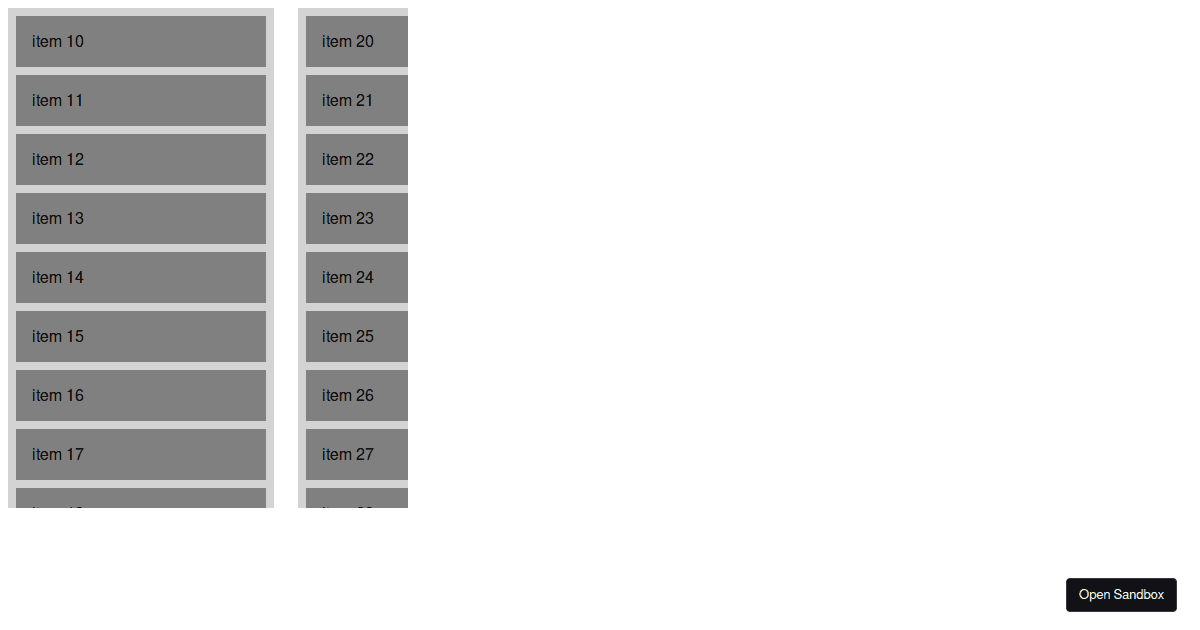 vertical list - Codesandbox