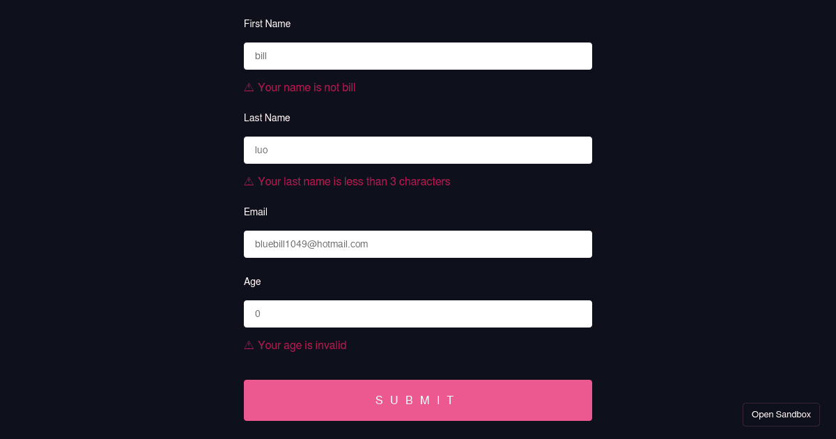 69738454/react-hook-form-display-error-message-on-load - Codesandbox 69738454/react-hook-form-display-error-message-on-load - Codesandbox