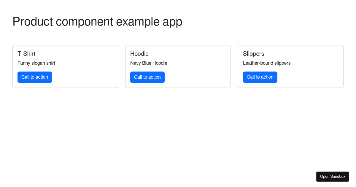 Product component example - Codesandbox
