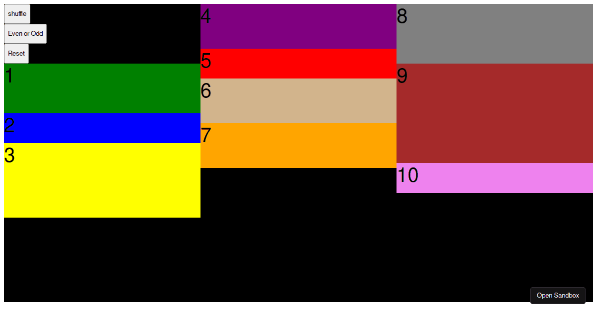 React-Flip-Toolkit List Shuffle Example - Codesandbox
