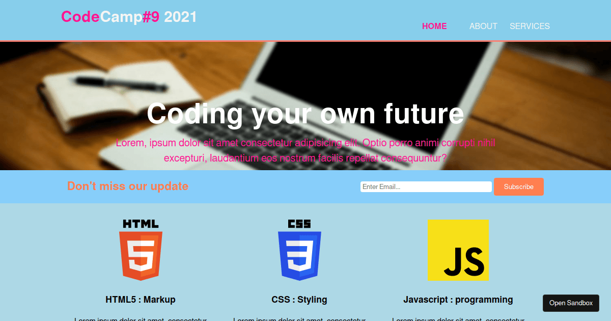 Static Web HTML Site - Codesandbox