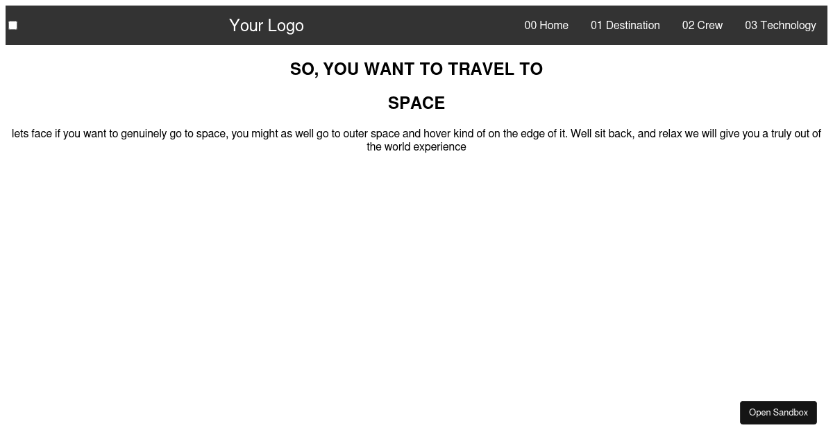 SPACE TOURISM SITE - Codesandbox