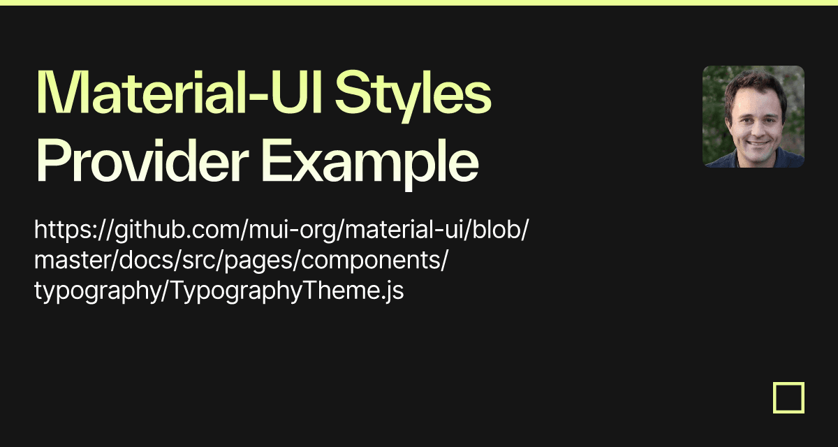 Material-UI Styles Provider Example - Codesandbox