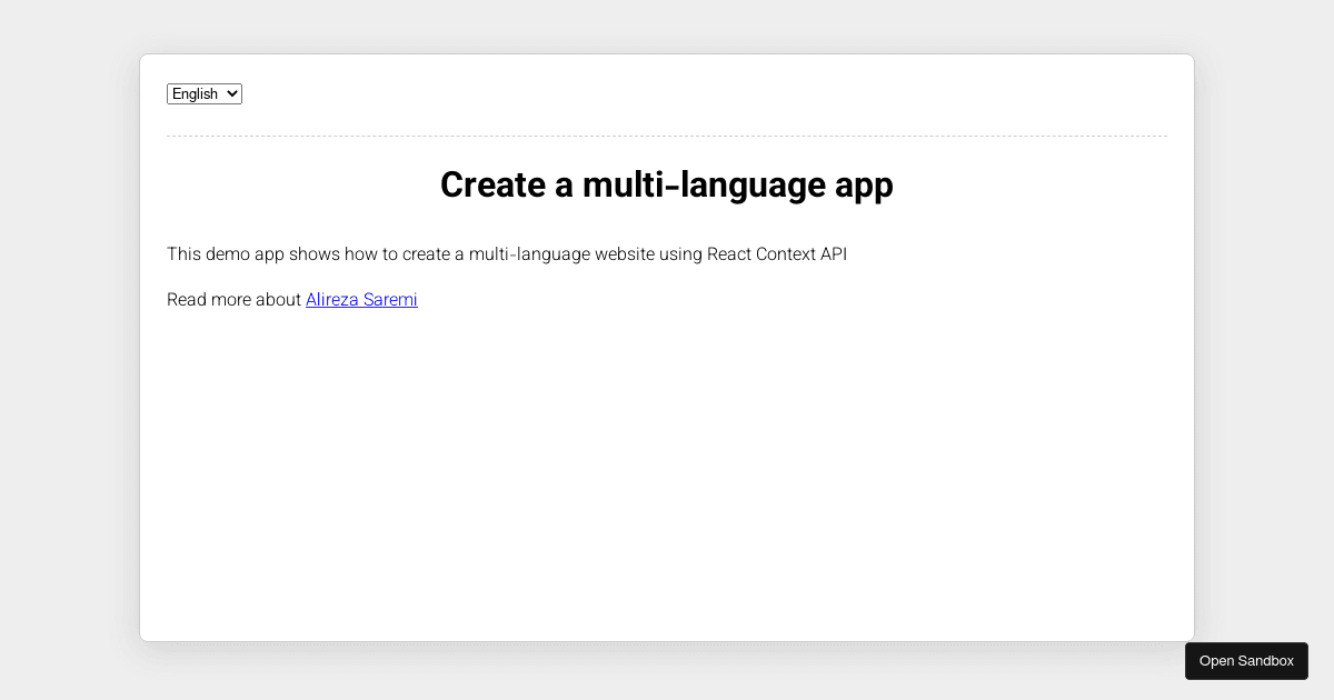 Multi Language React Context Api Codesandbox