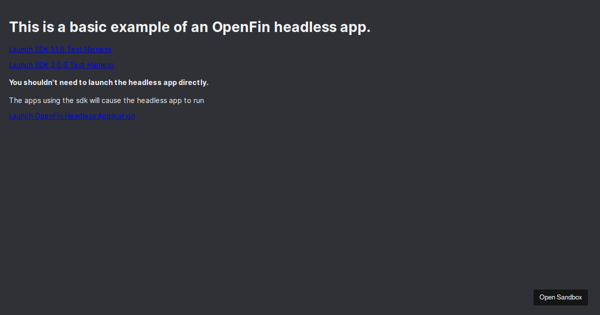 openfin-versioned-headless-app - Codesandbox
