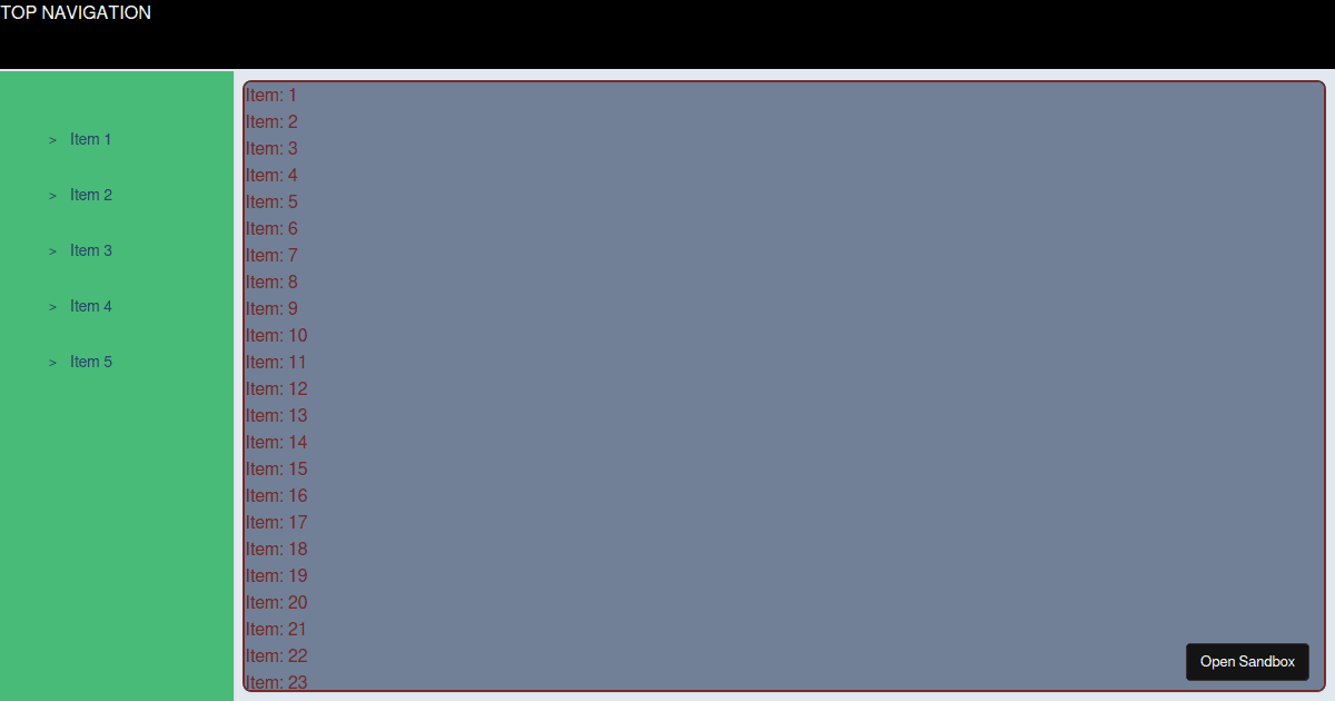 Navigation Panel - Codesandbox