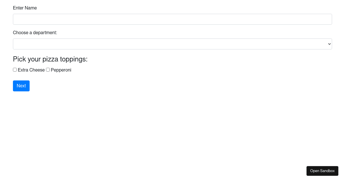 Vanilla Forms and Events (Completed) - Codesandbox