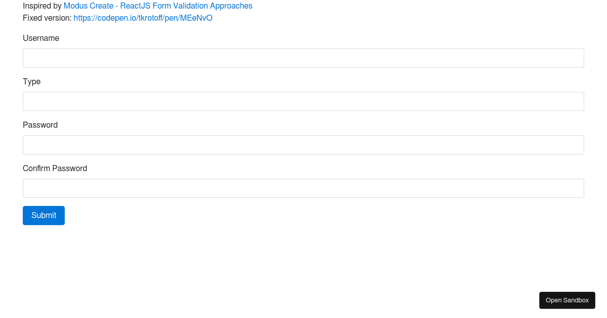react-form-with-constraints Bootstrap 4 example - Codesandbox