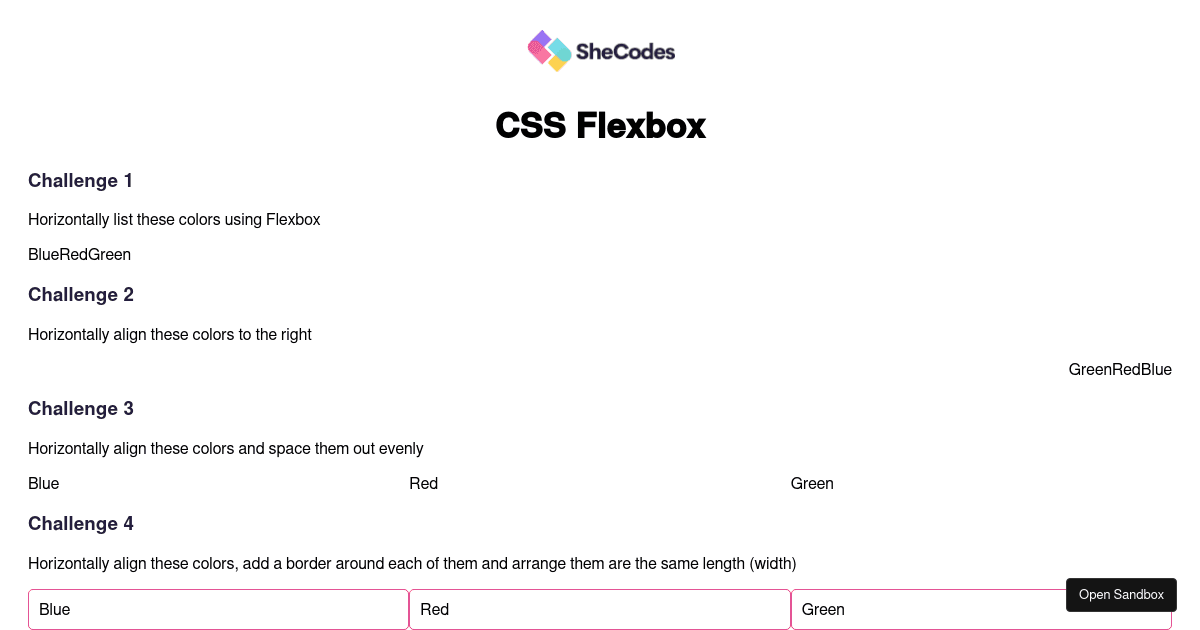 CSS Flexbox - Challenge (forked) - Codesandbox CSS Flexbox - Challenge (forked) - Codesandbox
