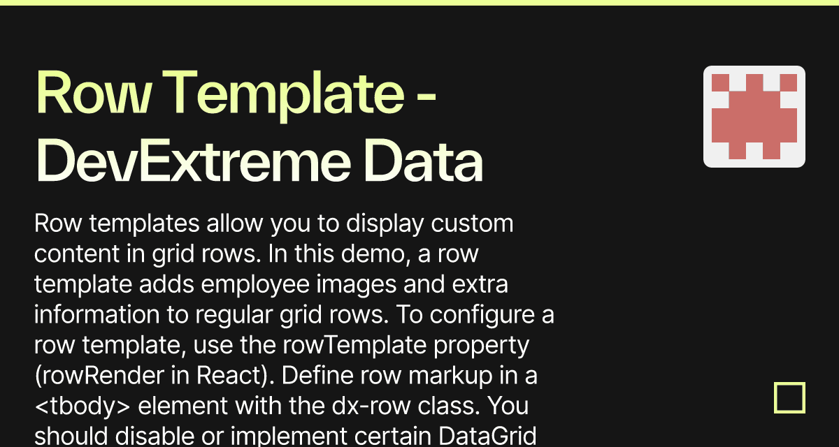 Row Template Devextreme Data Grid Forked Codesandbox