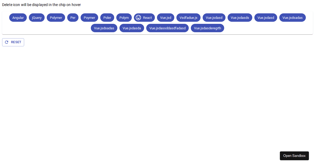Material Ui Chip With Delete Icon On Hover Codesandbox