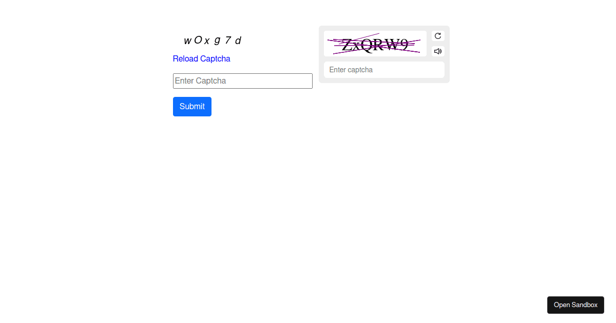 Demos React Captcha Forked Codesandbox