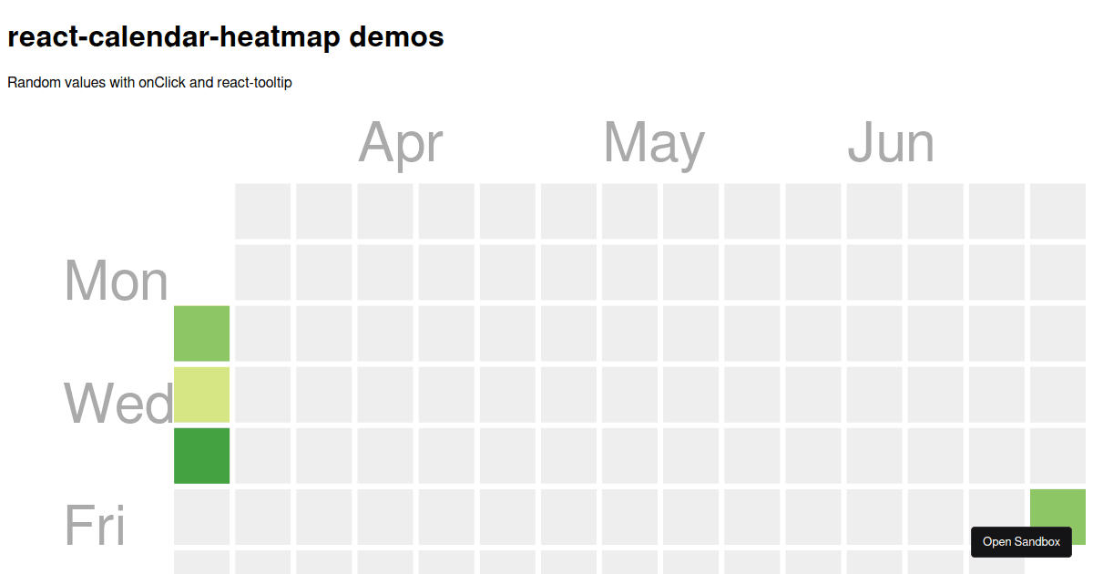 React Calendar Heatmap Basic Demo Codesandbox