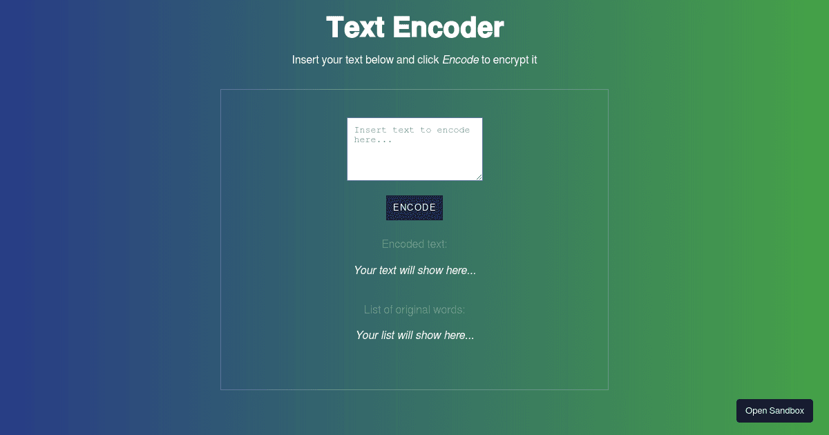 Text Encrypter (React) - Codesandbox