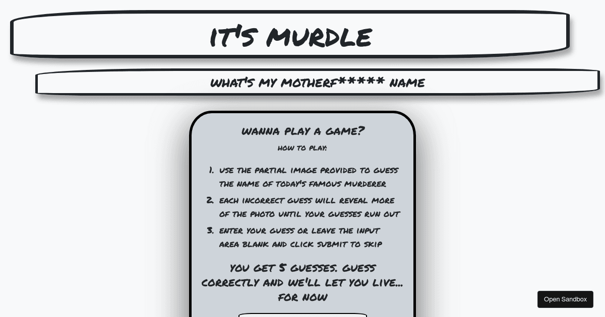 Murdle - Codesandbox