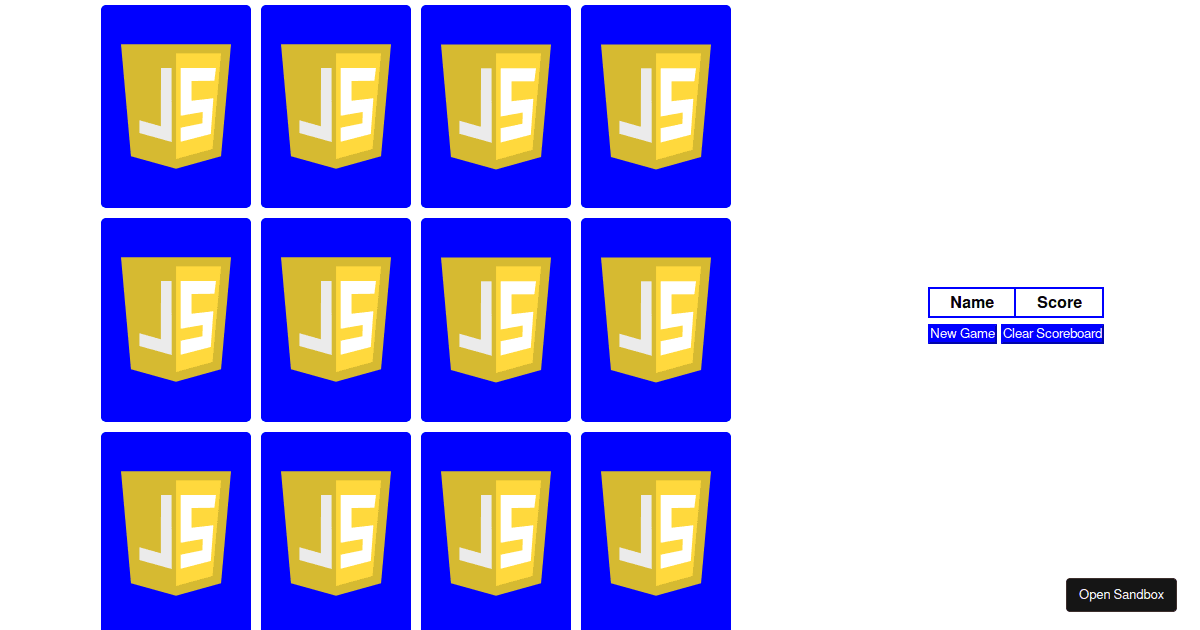 Memory Game - Codesandbox