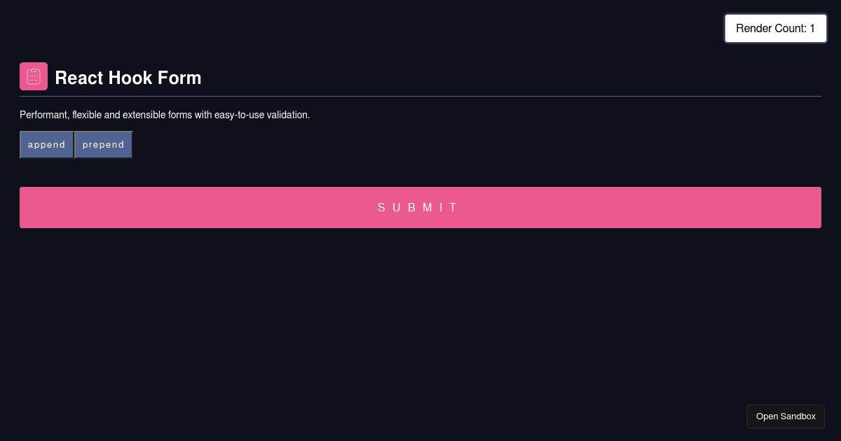 useFieldArray - virtual input (forked) - Codesandbox