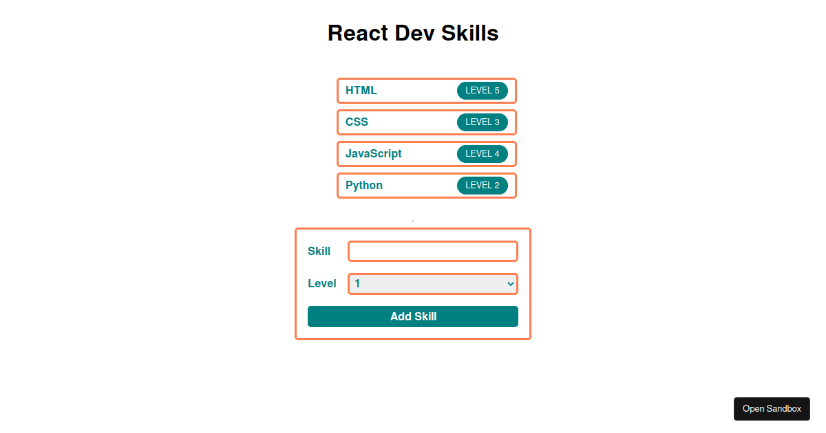react-dev-skills part 2 - Codesandbox