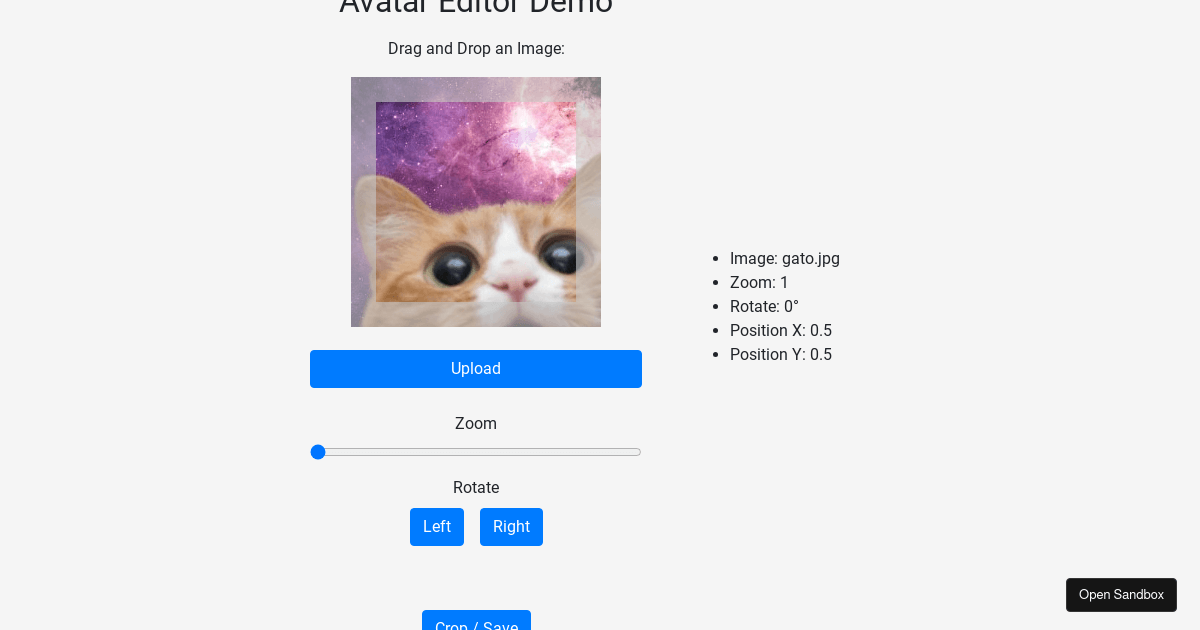 React Avatar Editor Demo Forked Codesandbox