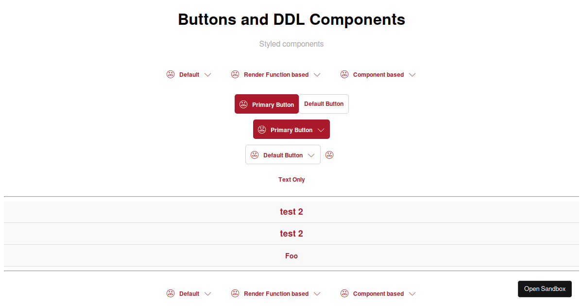 Buttons and DDL Components - Codesandbox