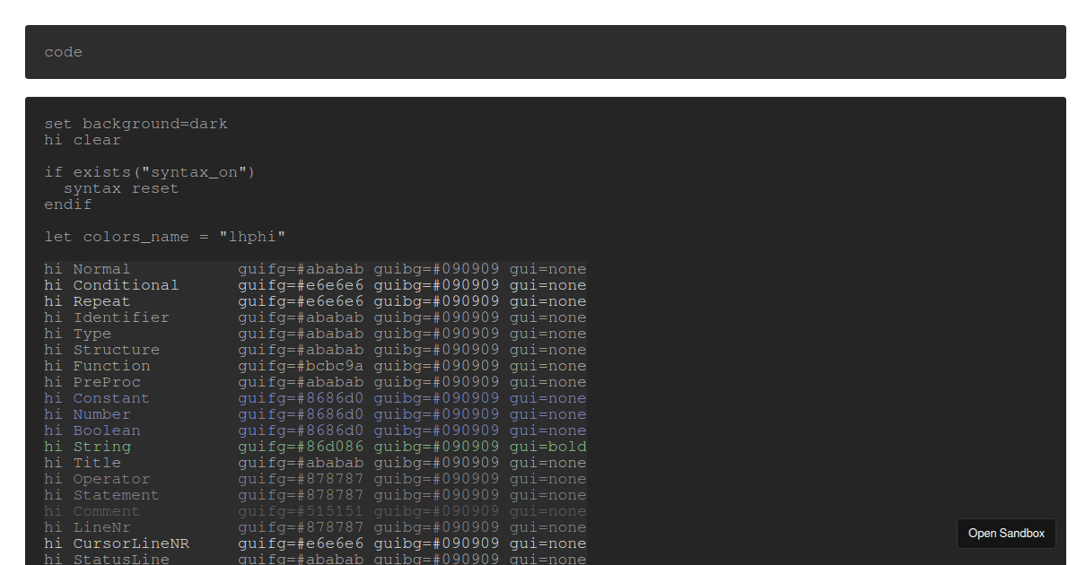 vim -theme-maker - Codesandbox