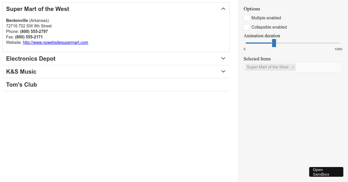 Overview - DevExtreme Accordion (forked) - Codesandbox