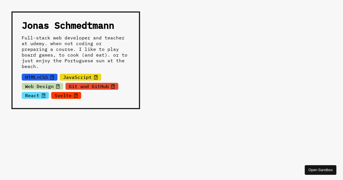 2. (v2) profile-card and skill-level - Codesandbox
